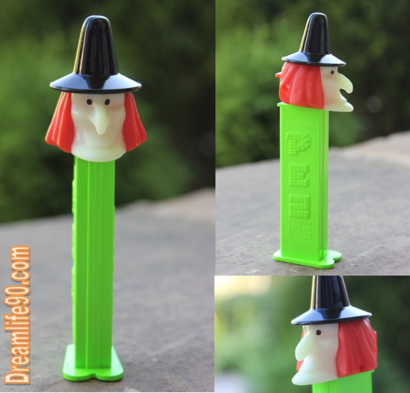 Rare! Glow in the Dark Witch Pez on Green Stem (2003) LOOSE – Dreamlife90